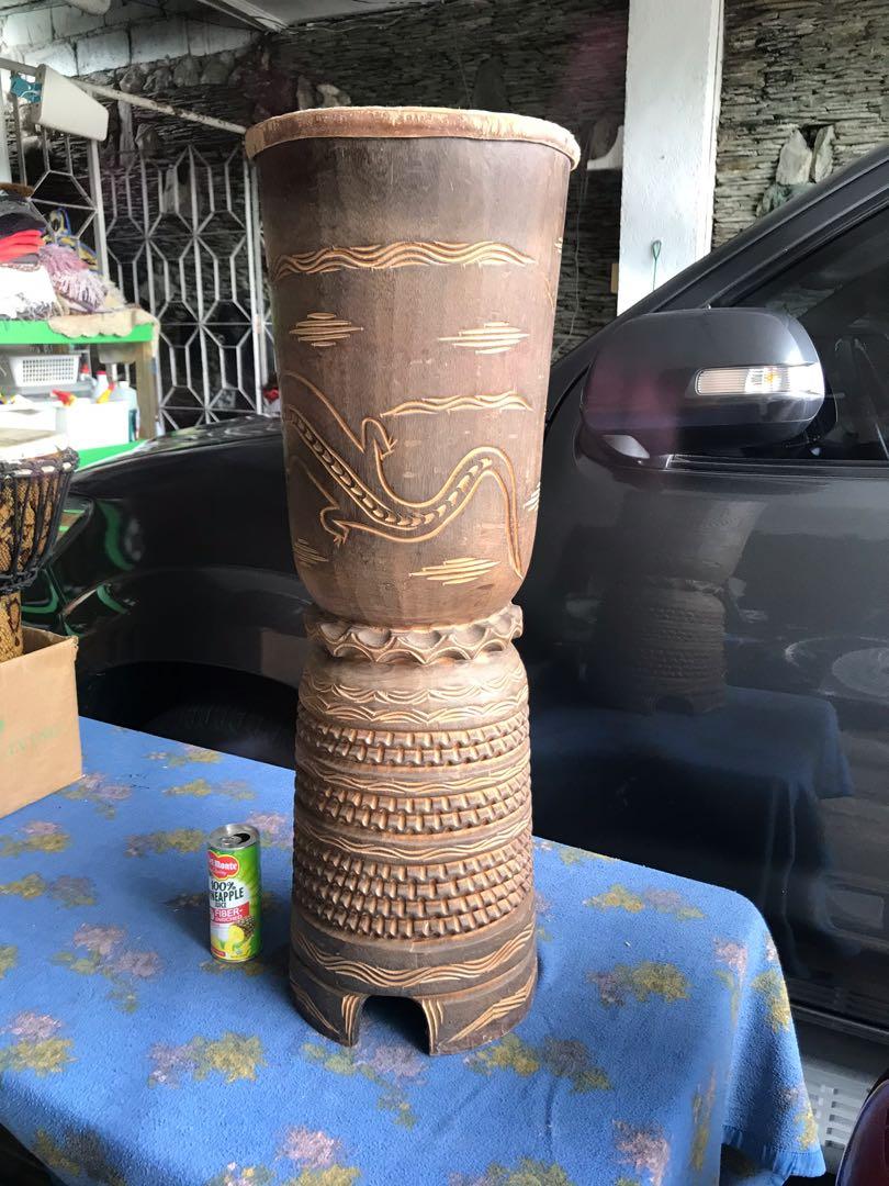 vibtage big 78cm Philippine Tribal Ifugao Wooden Drum Tambol, Furniture ...