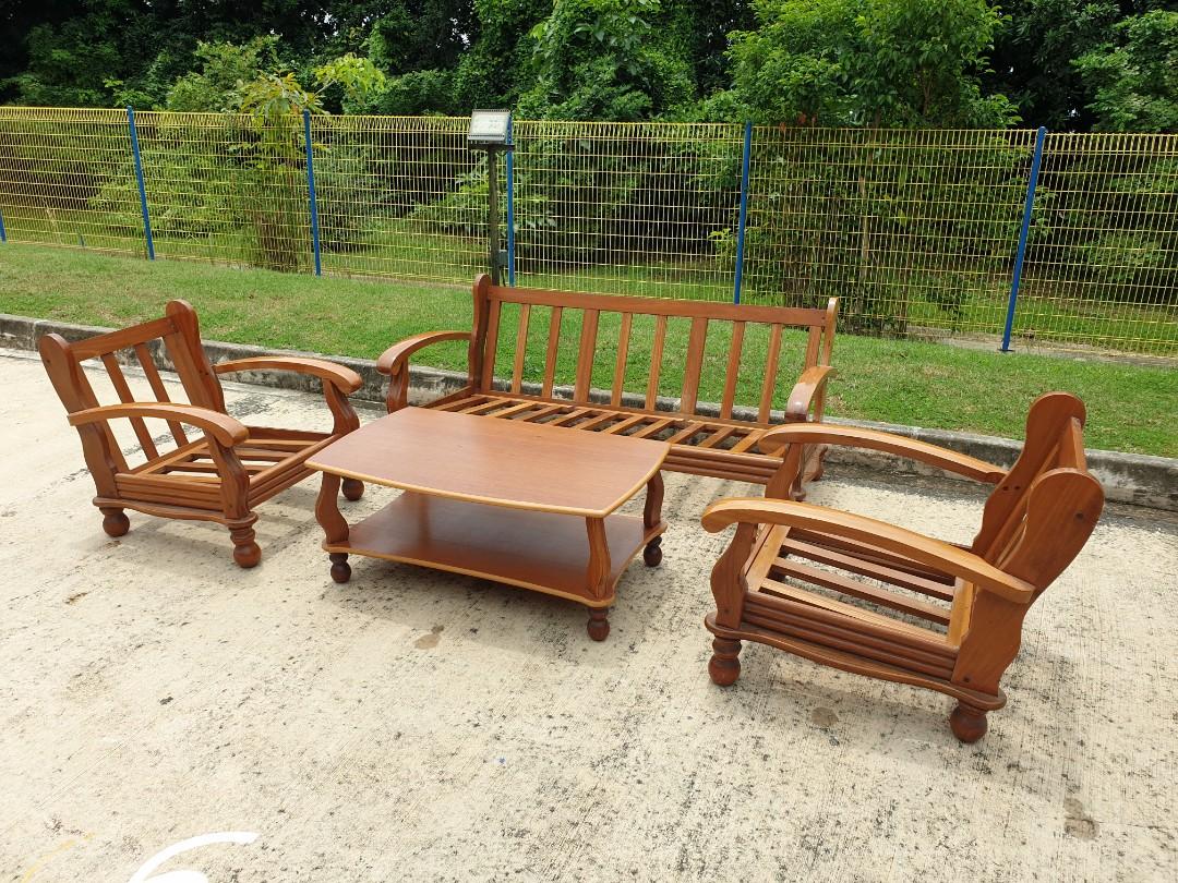 Vintage Pak Awang Wooden Sofa Set, Furniture & Home Living, Furniture ...