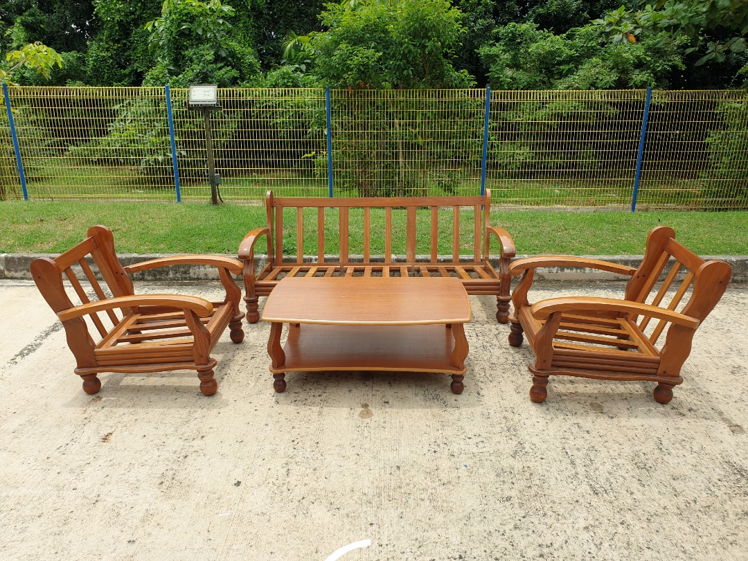 Vintage Pak Awang Wooden Sofa Set, Furniture & Home Living, Furniture ...