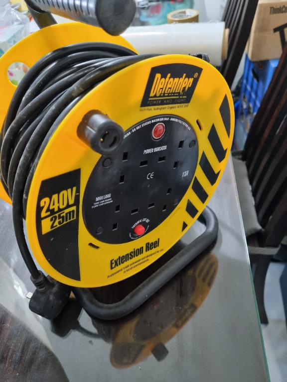 25m ELECTRICAL CABLE REEL – MULTIPLE SOCKETS – DEFENDER, TV & Home ...