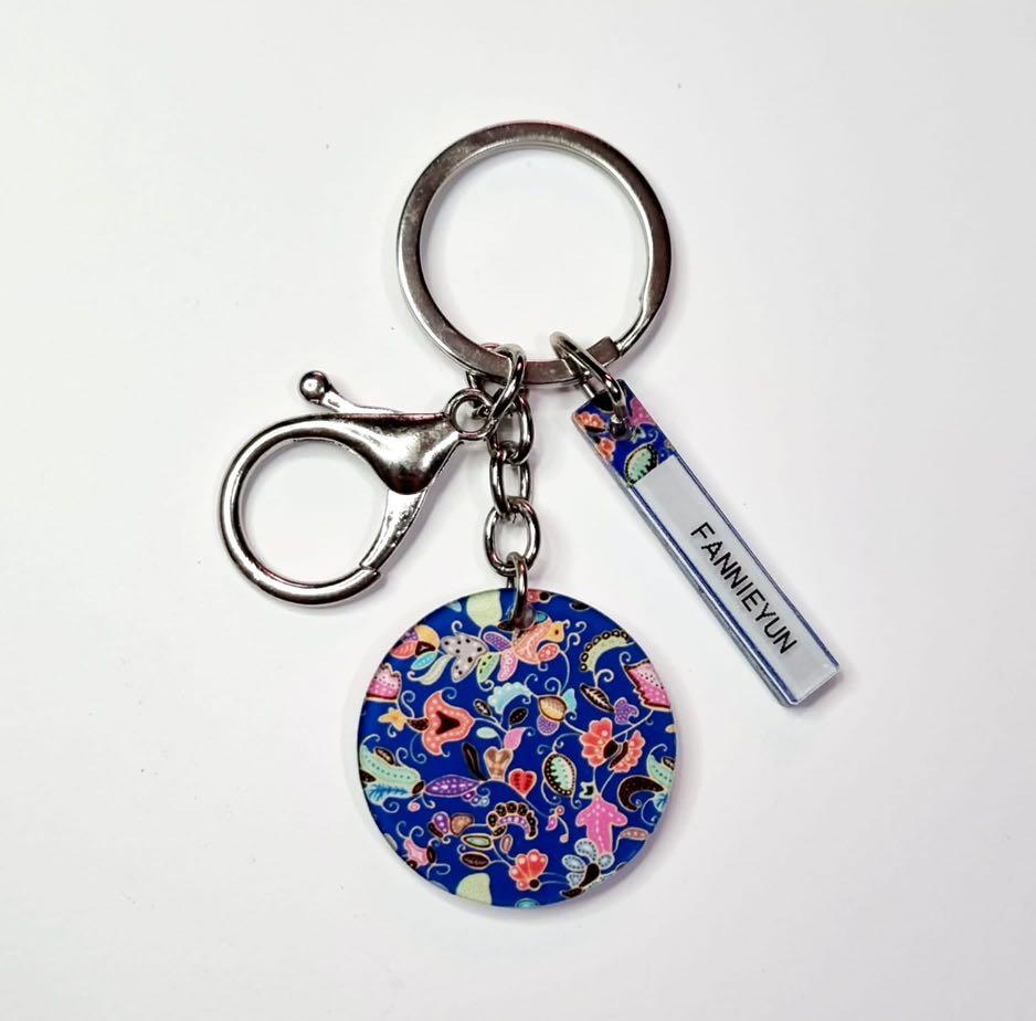 Batik Kebaya Print Round Keychain with name strip Tag - Cabin Crew ...