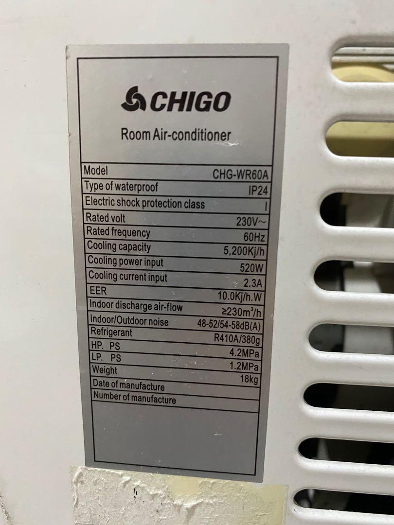 CHIGO 0.6HP window type aircon, TV & Home Appliances, Air Conditioning ...