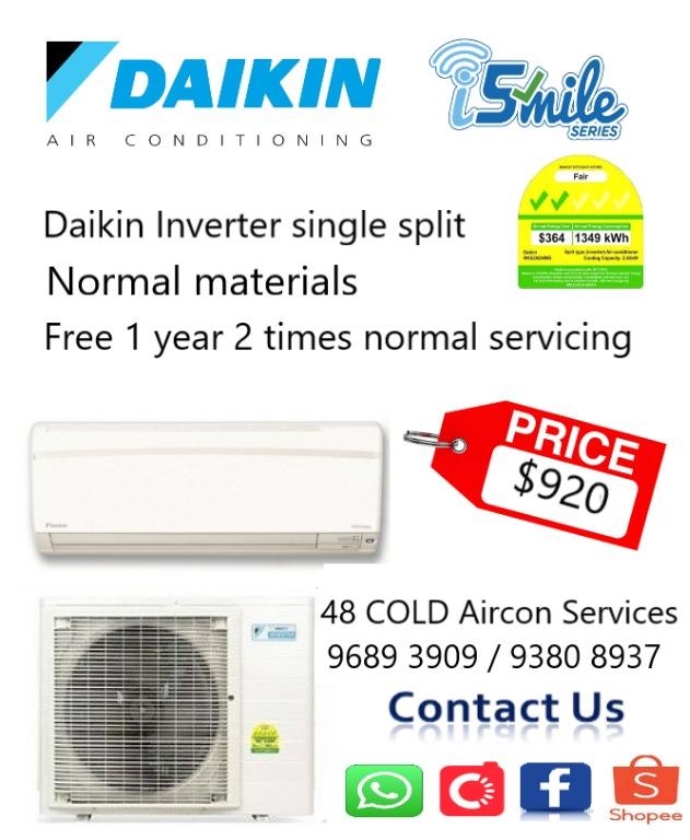 Daikin Inverter single split (Normal materials packages), TV & Home ...