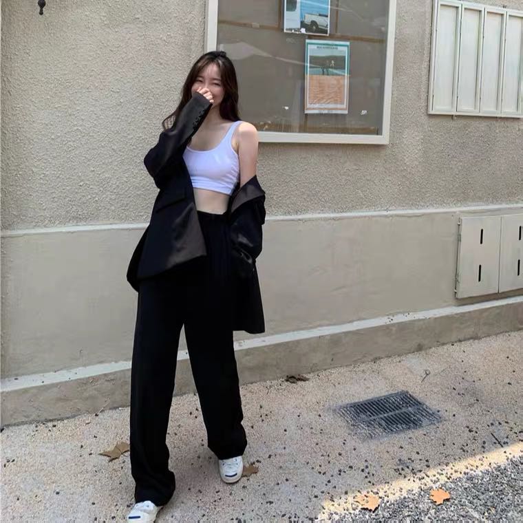 korean ulzzang black suit jacket outerwear, Women's Fashion, Coats ...