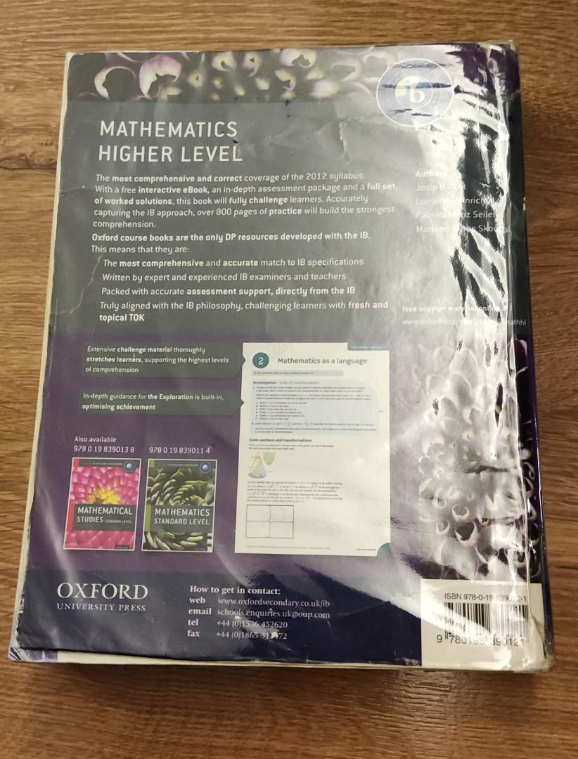 IB Math HL OP$825 Oxford IBDP IB Mathematics Higher Level Course Book ...