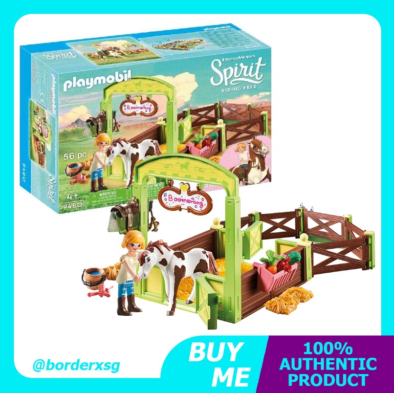 PLAYMOBIL 9480 Abigail & Boomerang with Horse Stall Playset, Hobbies ...
