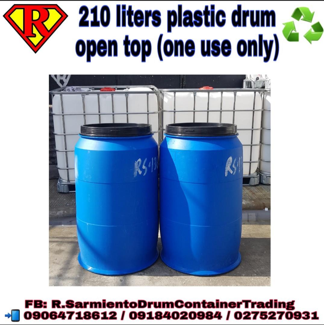 ♻️ 210 LITERS OPEN TOP PLASIC DRUM (USED), Commercial & Industrial ...