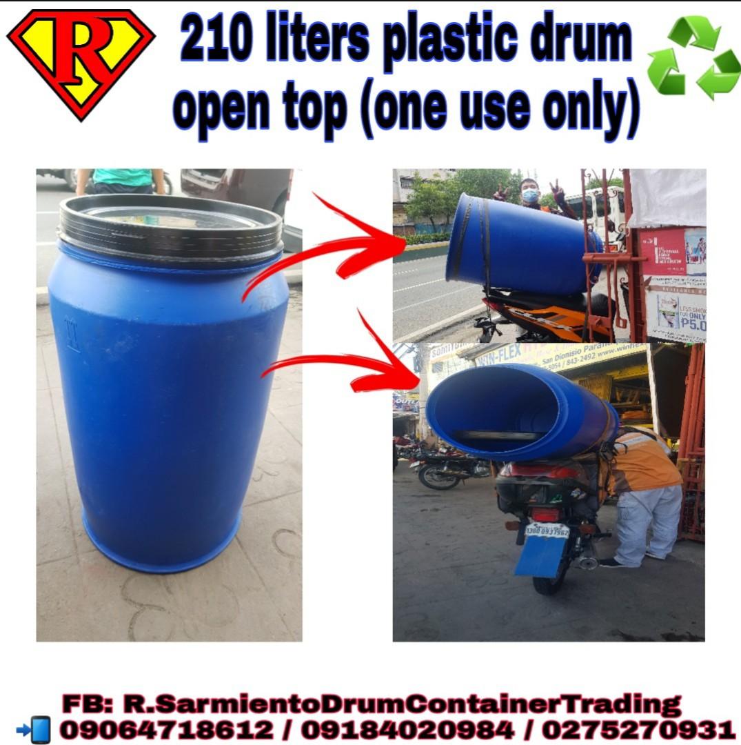 ♻️ 210 LITERS OPEN TOP PLASIC DRUM (USED), Commercial & Industrial ...