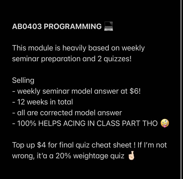 AB0403 PROGRAMMING SEM ANS, Hobbies & Toys, Books & Magazines, Textbooks on Carousell