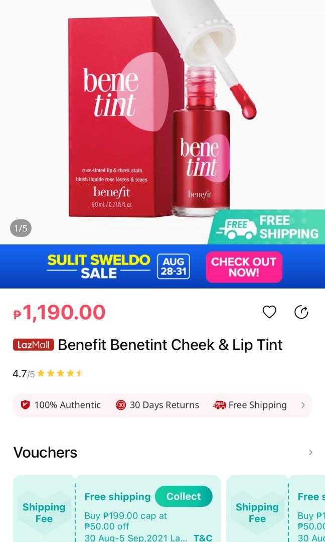 Benefit BeneTint (Lip & Cheek Tint Stain) FULL SIZE 6ml, Beauty ...