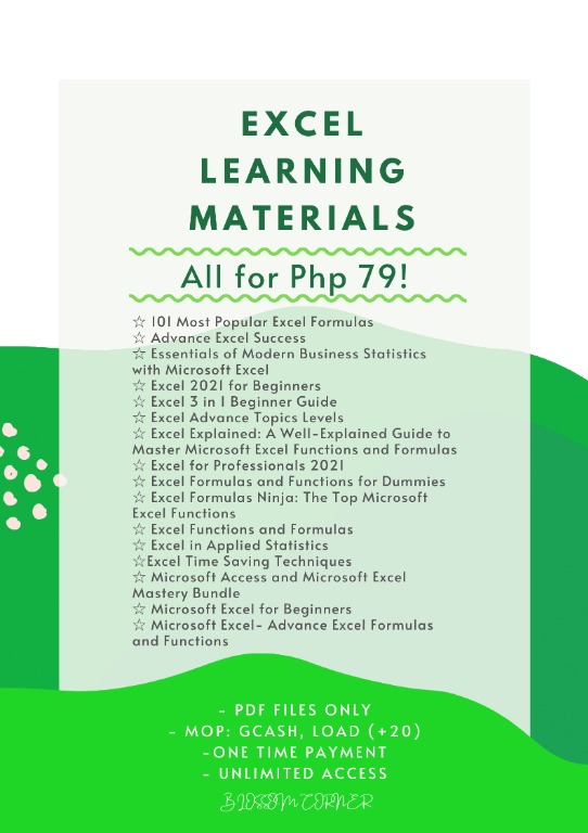 Excel learning Materials PDF, Hobbies & Toys, Books & Magazines ...