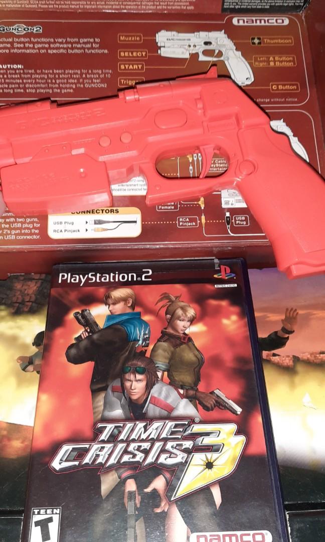 Ps2 with 3 controllers & time crisis game with gun, Video Gaming, Video ...