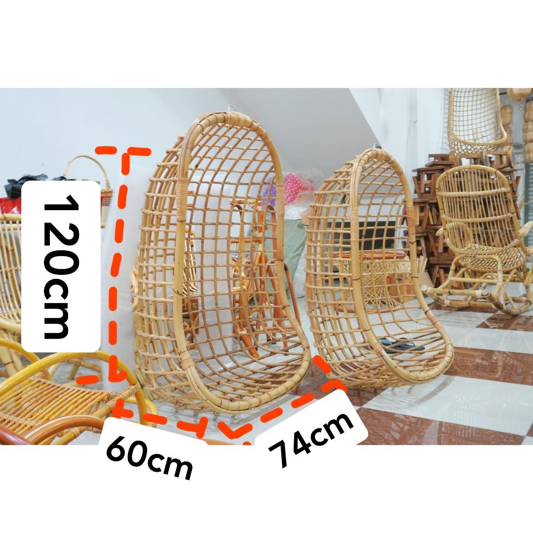 Rattan Swing Chair + Metal Hanging Chain 500kg max, Furniture & Home ...