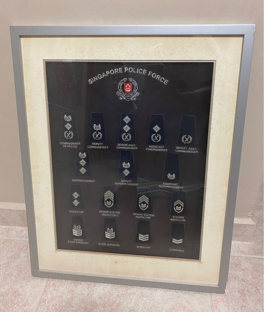 Singapore Police Force souvenier rank display, Furniture & Home Living ...