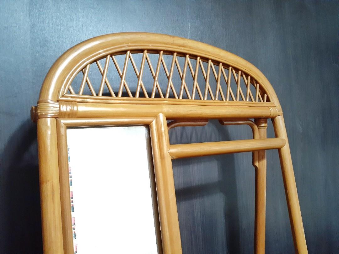 Arc rattan clothes rack with mirror, Furniture & Home Living, Furniture ...