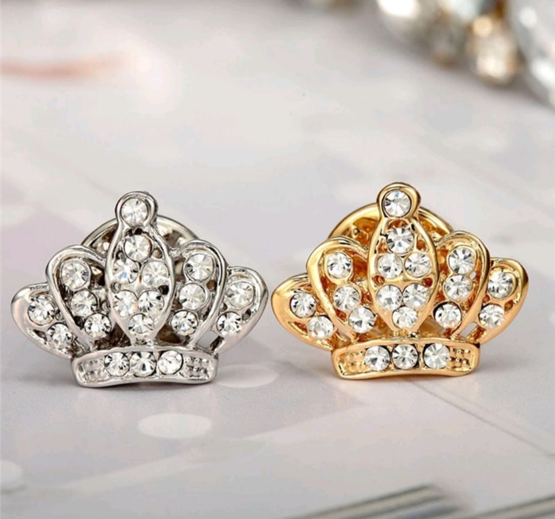 Bros Pin Bentuk Mahkota Crystal Crown, Fesyen Wanita, Perhiasan di ...