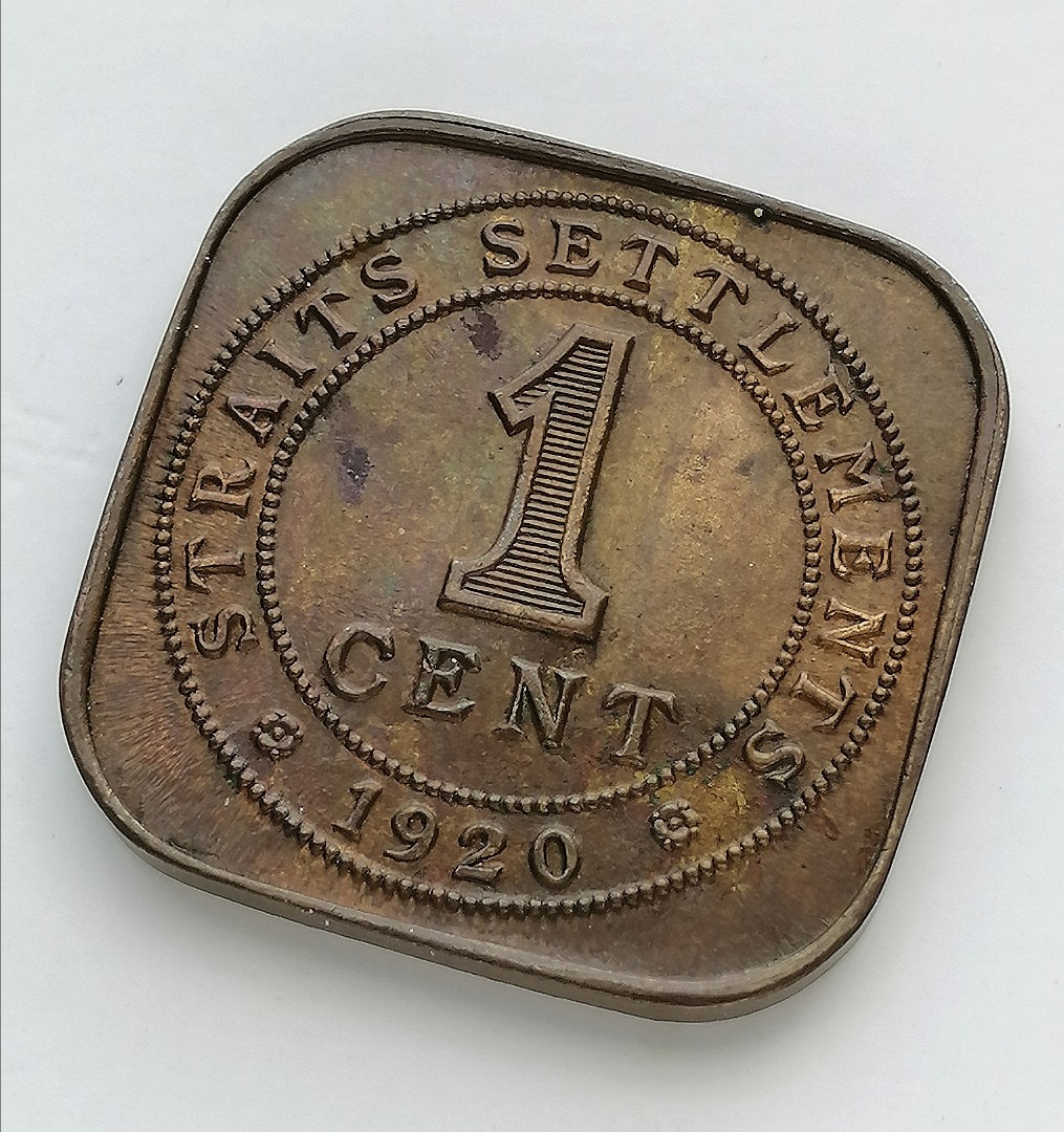 COIN - 1920 ONE CENT STRAITS SETTLEMENTS GEORGE V KING (SYILING NEGERI2 ...