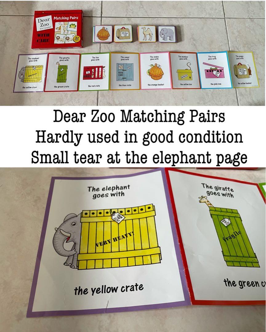 Dear zoo matching pairs, Babies & Kids, Infant Playtime on Carousell