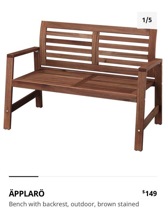 IKEA Applaro Outdoor Bench with Backrest & Storage Bench, Furniture ...