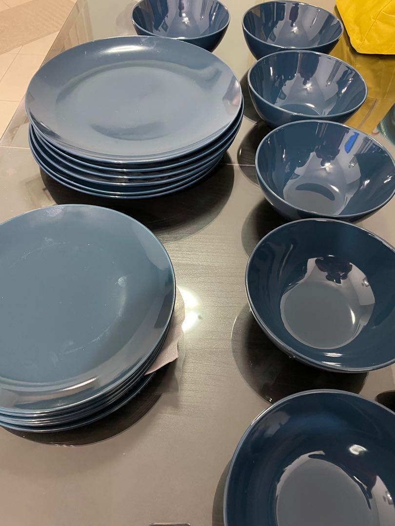 IKEA Dark Blue Dinner Set, Furniture & Home Living, Kitchenware ...