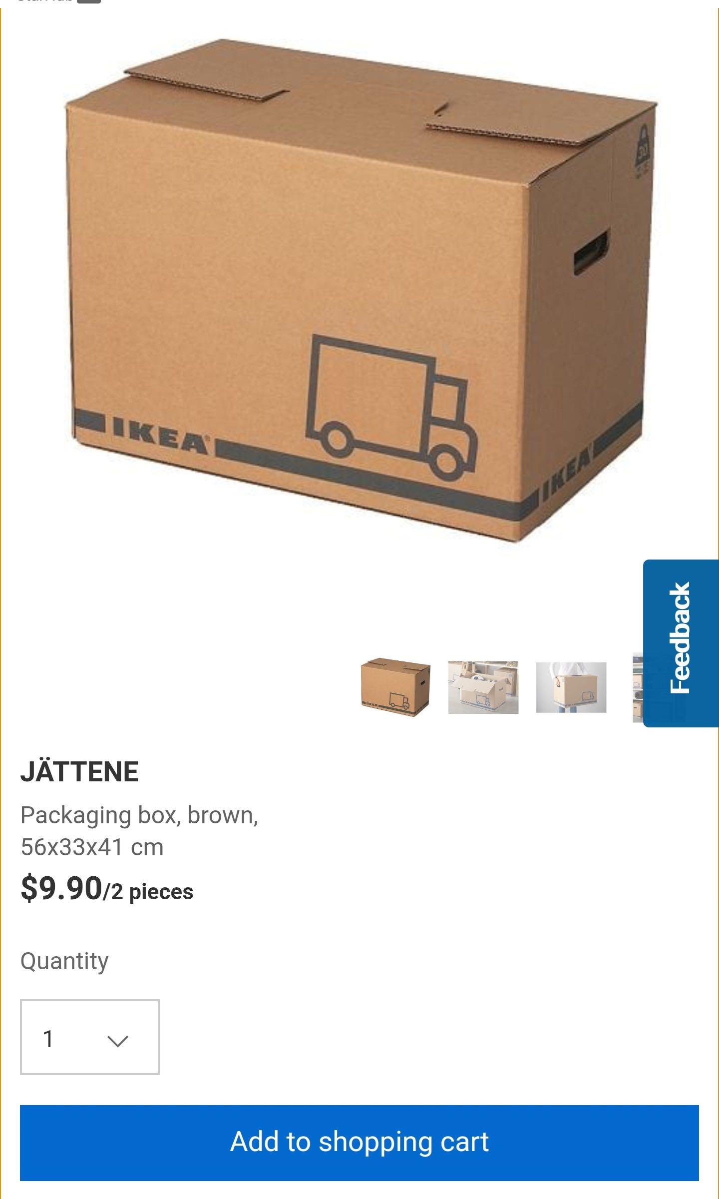 IKEA Moving Box JATTENE, Furniture & Home Living, Home Improvement ...