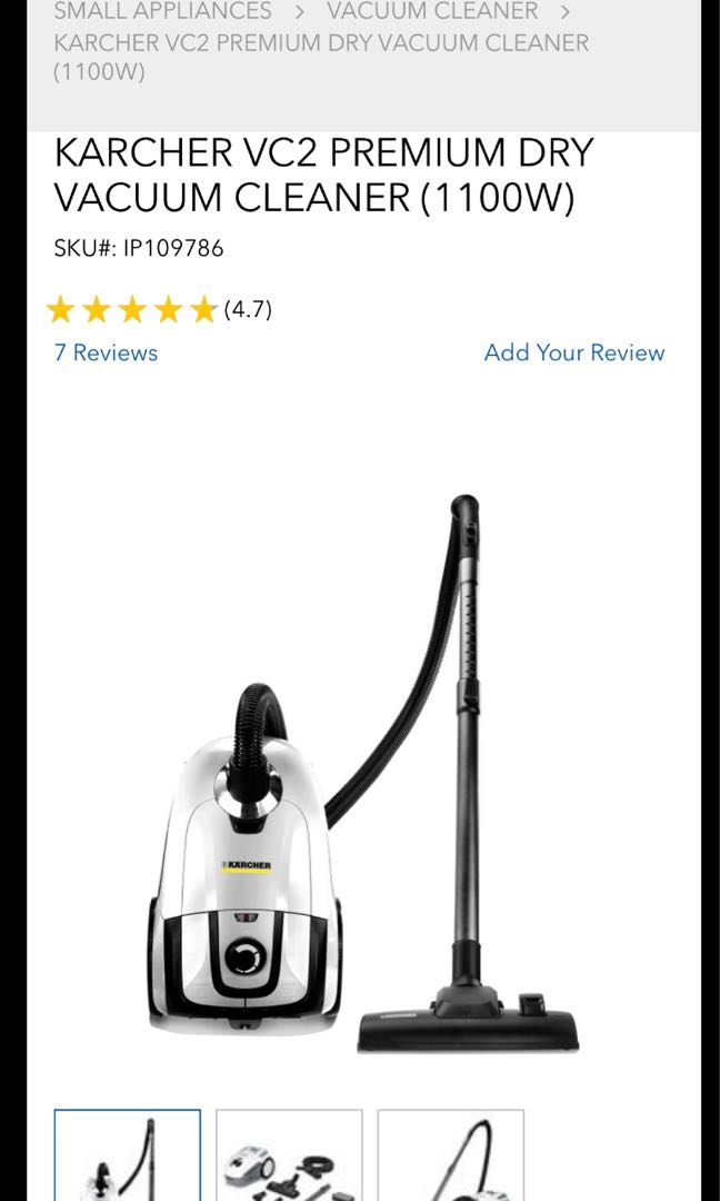 KARCHER VC2 PREMIUM DRY VACUUM CLEANER (1100W), TV & Home Appliances ...