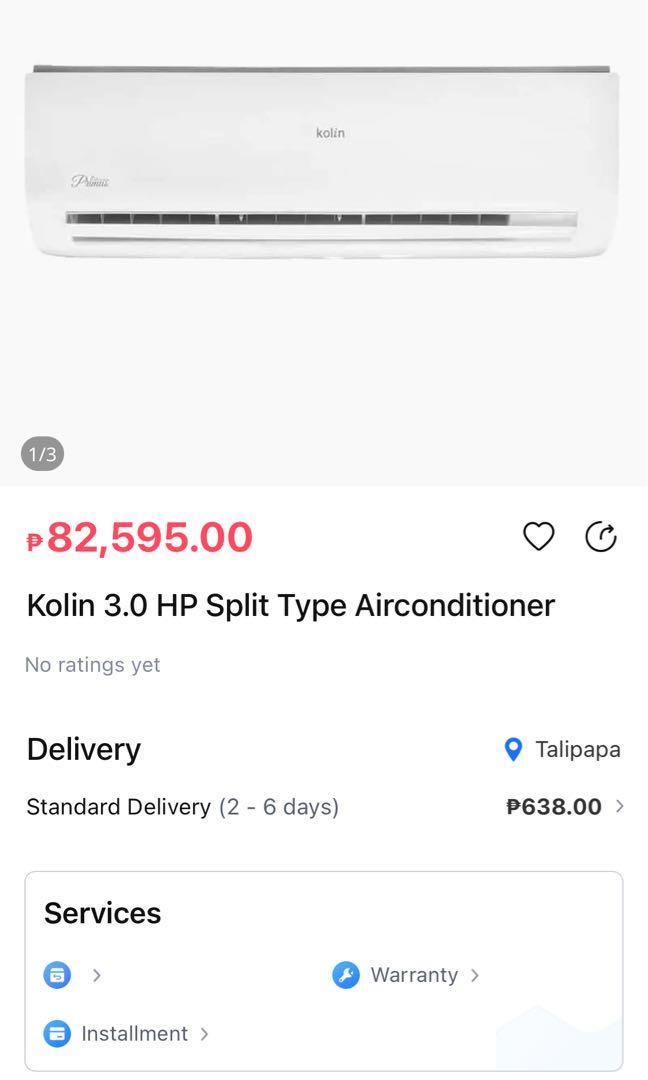 Kolin primus Inverter series 3hp, TV & Home Appliances, Air ...