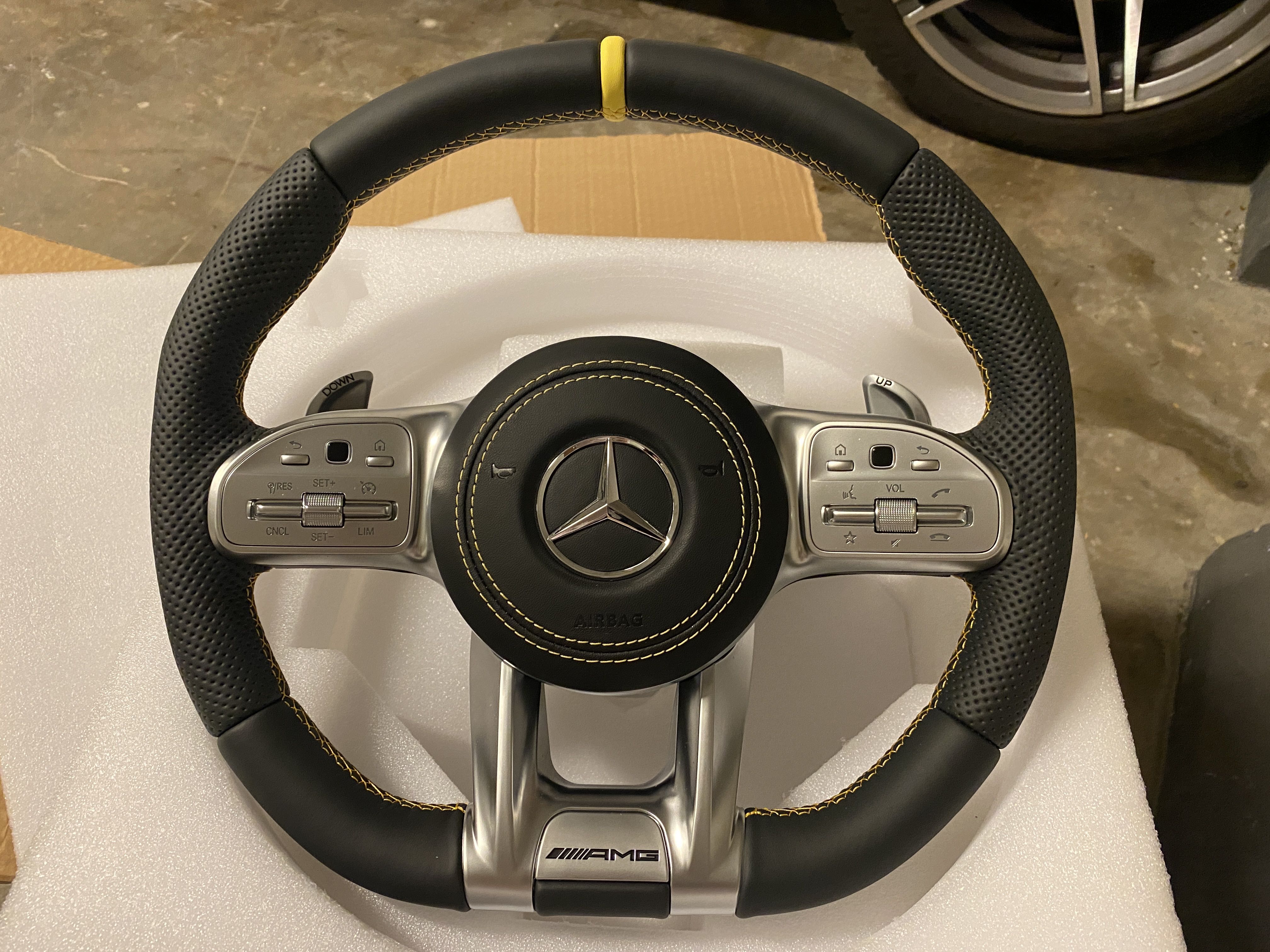 Mercedes Benz customized amg steering wheel leather carbon forged a b c ...