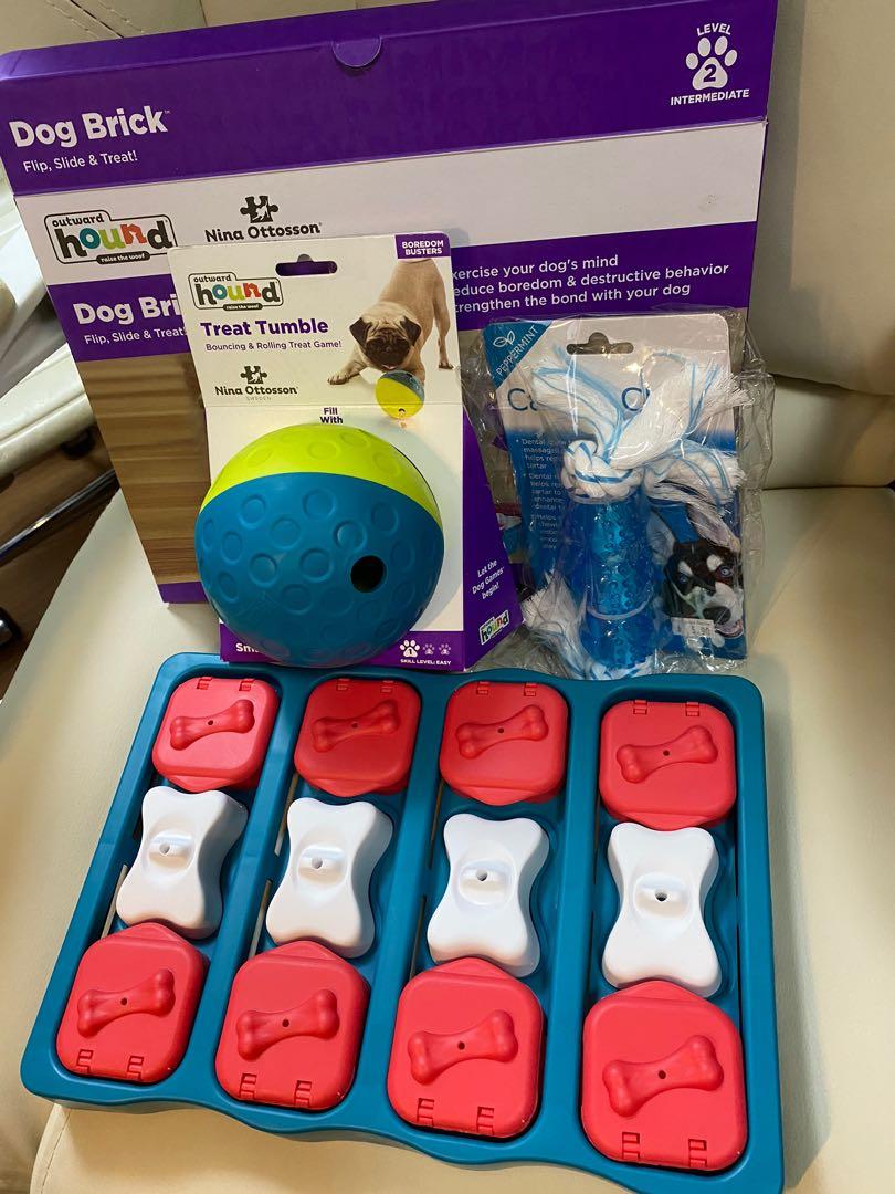 Outward Hound - Dog Brick + Treat Dispenser Ball + Dental Chew Bone ...