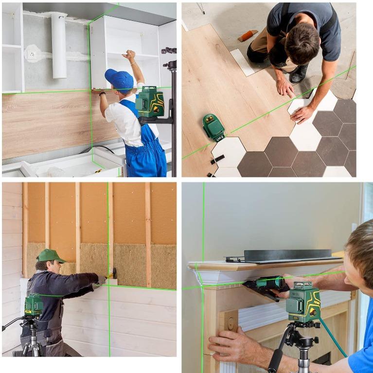 POPOMAN Laser Level Green 2x360°, Line laser rechargeable with Lithium ...