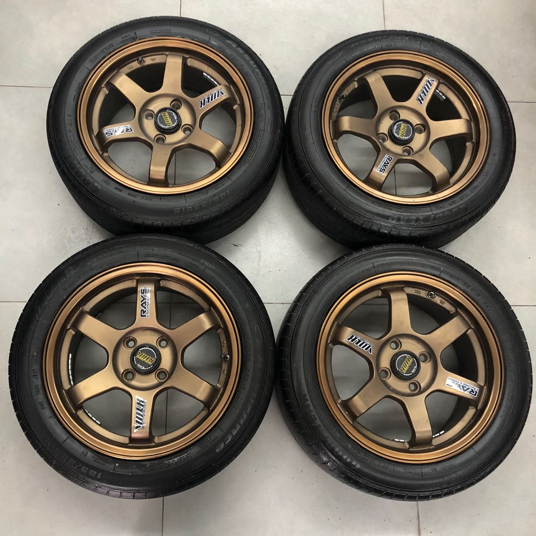 Rim TE37 15x7jj pcd100 et38, Auto Accessories on Carousell