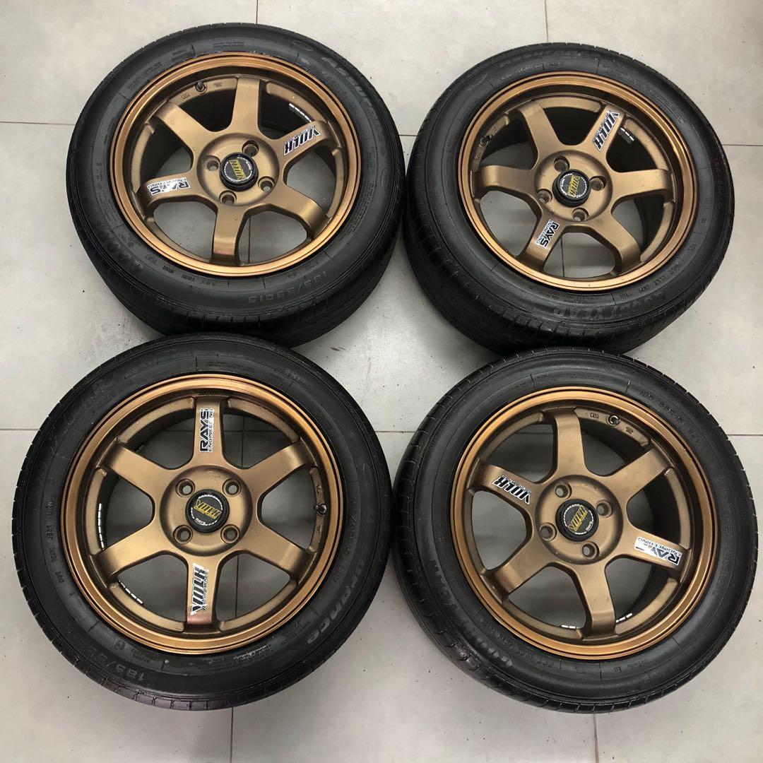 Rim TE37 15x7jj pcd100 et38, Auto Accessories on Carousell