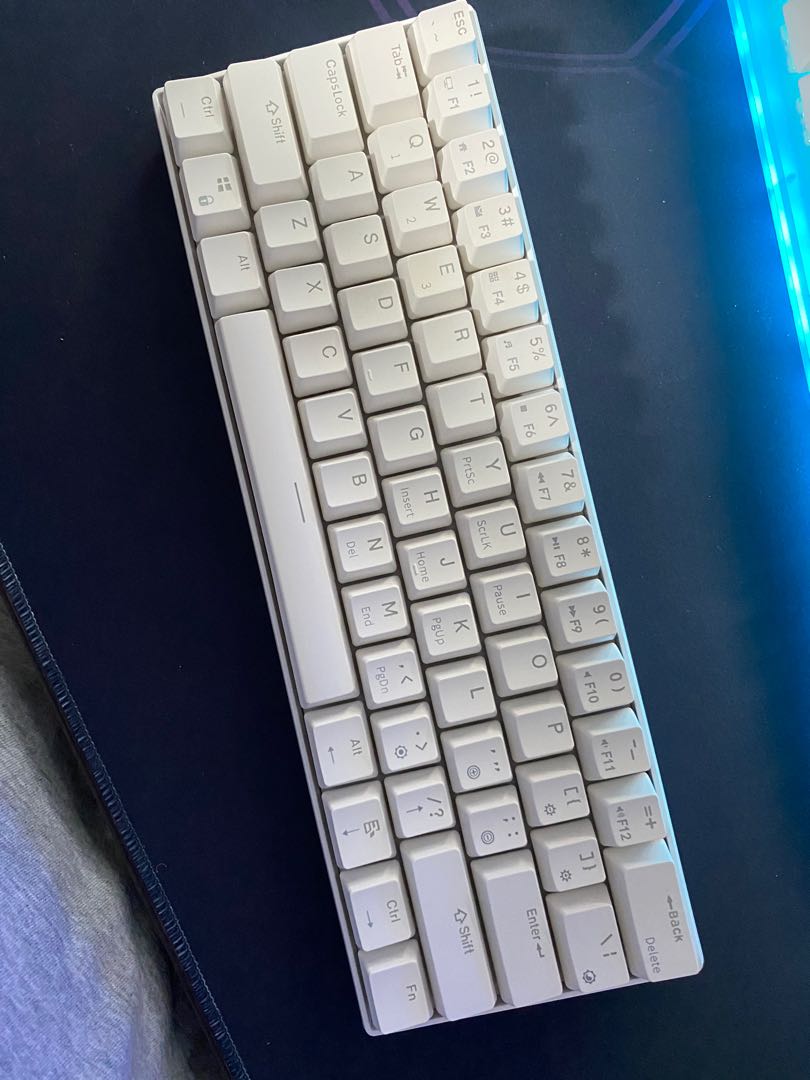 Royal Kludge RK 61 60% White RGB lubed brown switch mechanical gaming keyboard, Computers & Tech ...