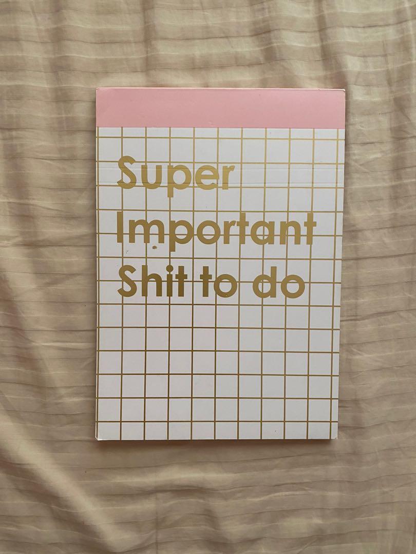 Typo Super Important Shit to Do NotePad, Hobbies & Toys, Stationary ...