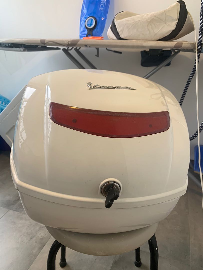 White Vespa Box, Motorcycles, Motorcycle Accessories on Carousell