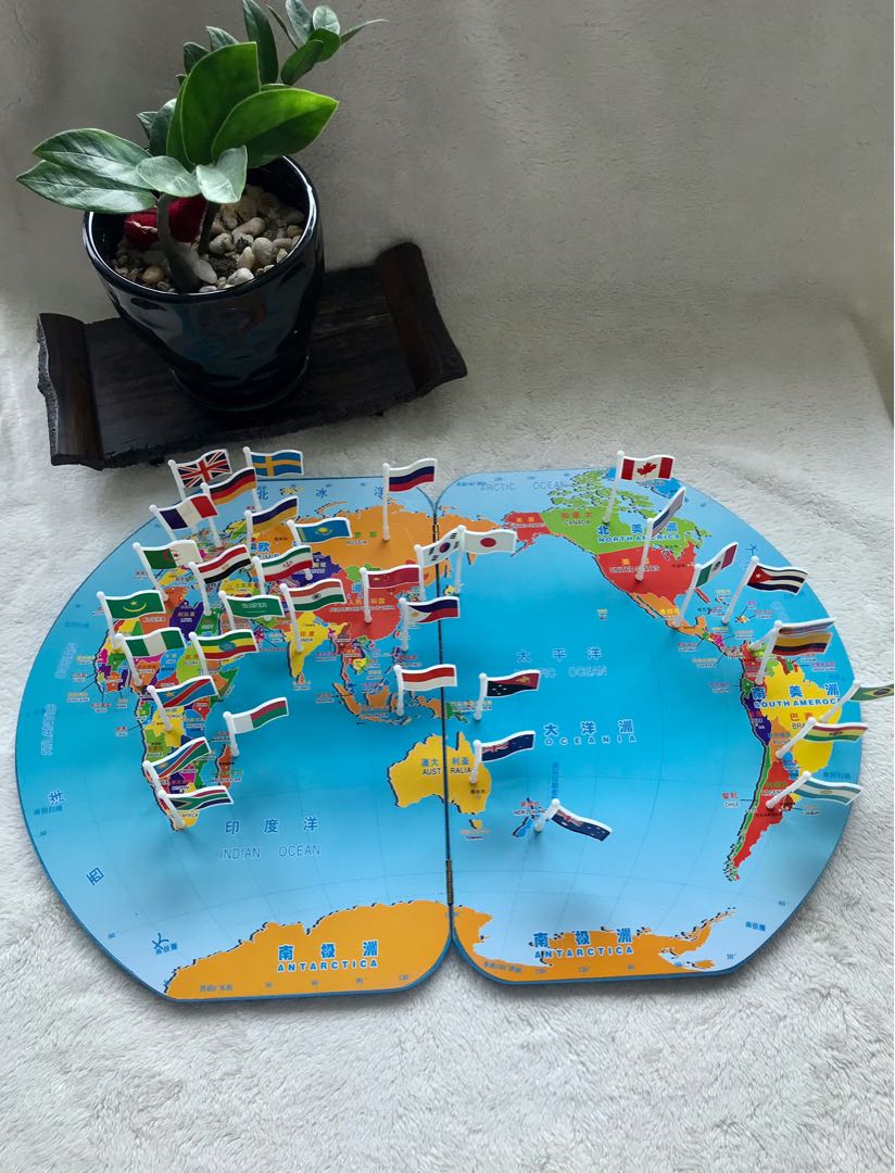 Wooden World Map Educational Toy, Hobbies & Toys, Toys & Games on Carousell