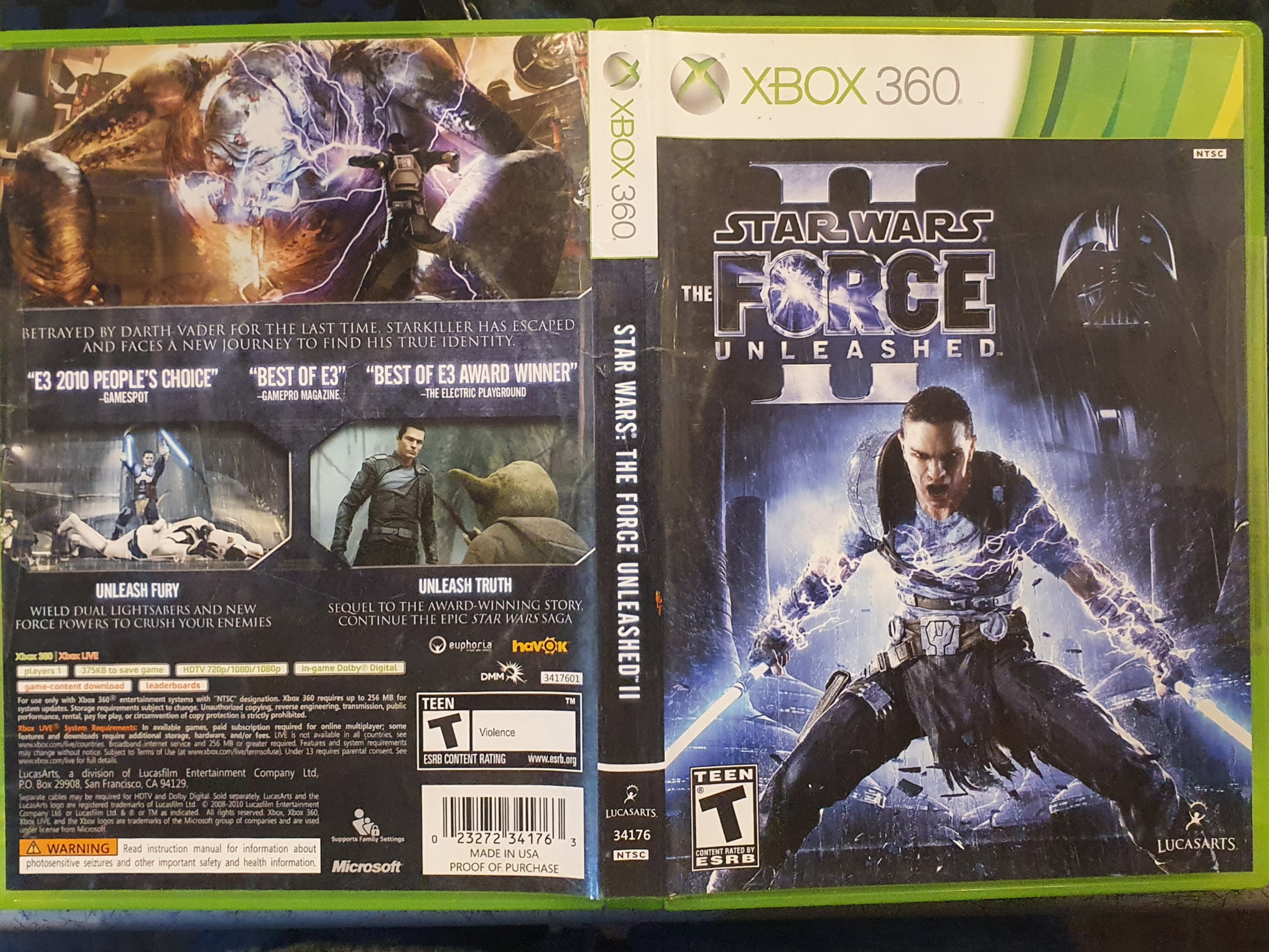 Xbox 360 Star Wars Force Unleashed 2, Video Gaming, Video Games, Xbox ...