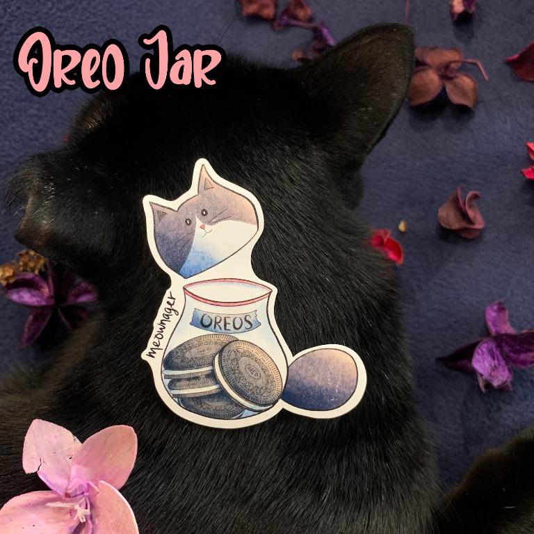 Cat Snack Themed Vinyl Stickers Waterproof - Oreo Jar, Hobbies & Toys ...