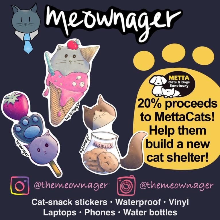 Cat Snack Themed Vinyl Stickers Waterproof - Oreo Jar, Hobbies & Toys ...