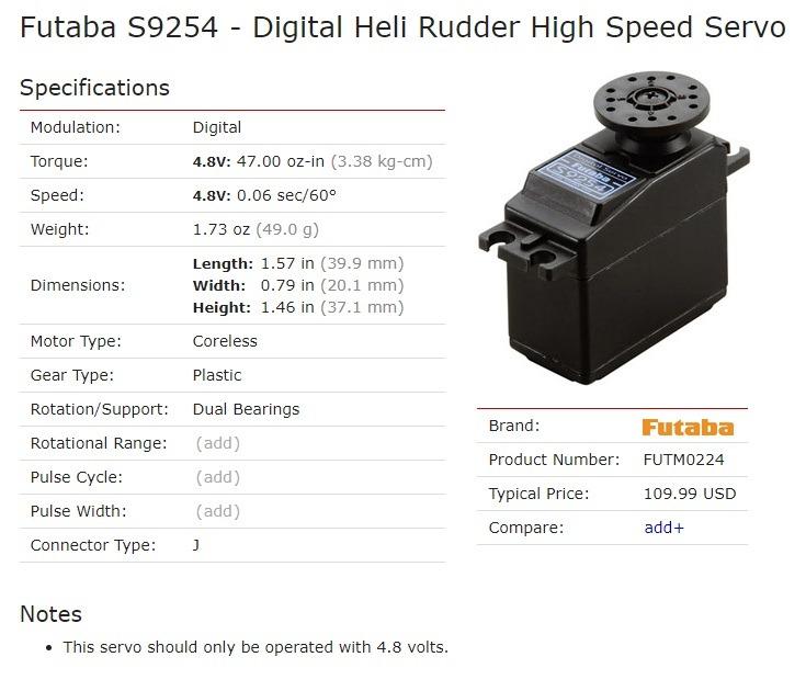 Futaba S9254 - Digital Heli Rudder High Speed Servo, Hobbies & Toys, Toys & Games on Carousell