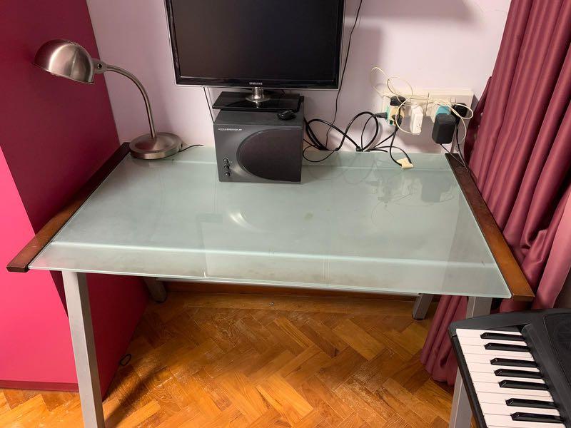 Glass study table, Furniture & Home Living, Furniture, Tables & Sets on ...
