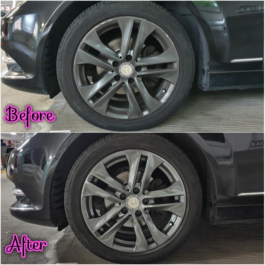 Gunmetal Grey Rims Spray Paint Service On (Mercedes C180), Car ...
