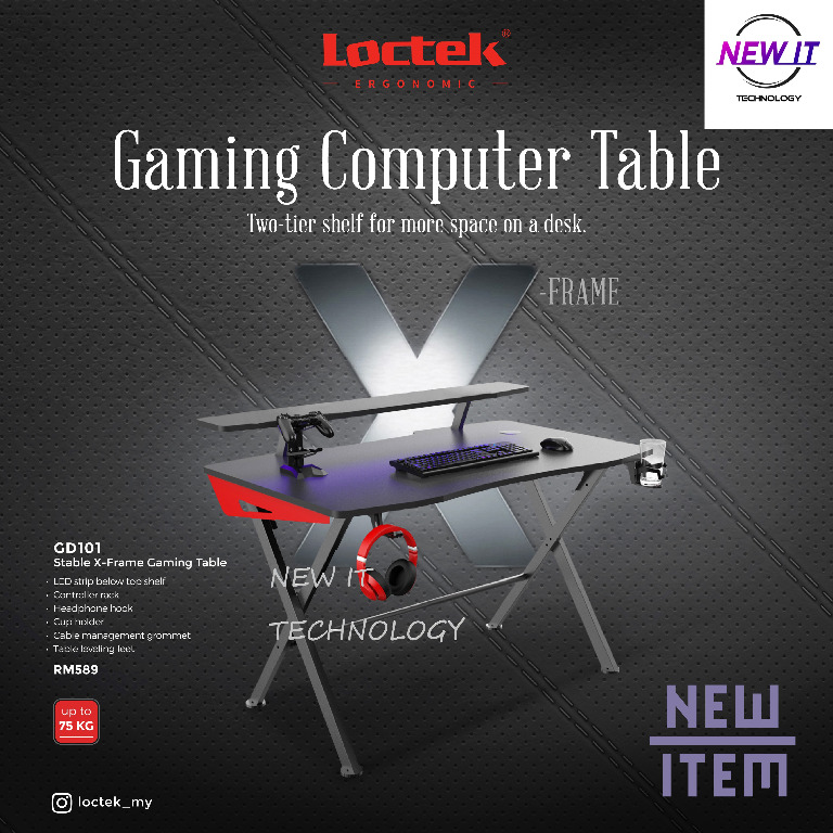 Loctek GD101 Stable X-Frame Ergonomic Adjustable Gaming Computer ...