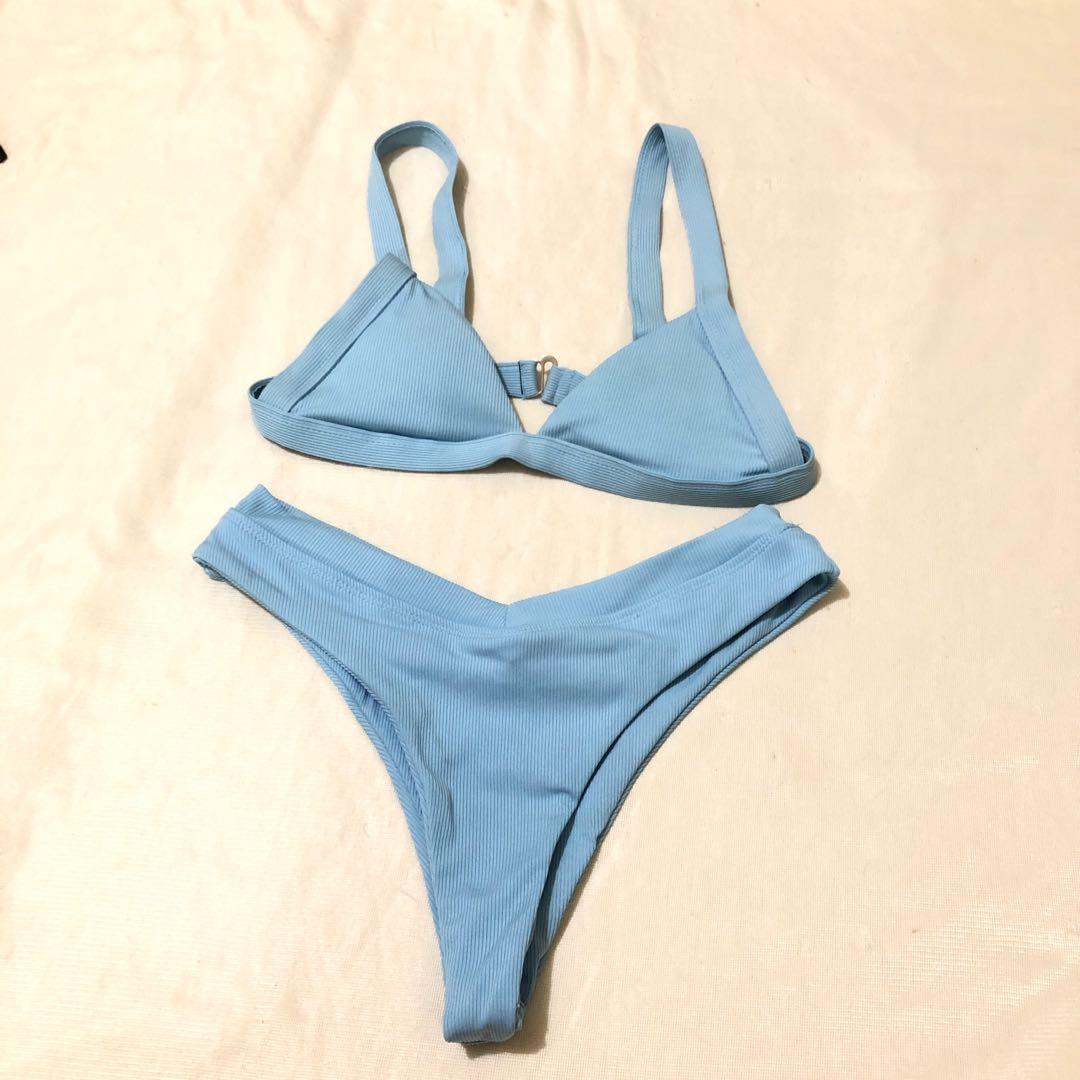 Powder blue high cut bikini, Women's Fashion, Swimwear, Bikinis ...