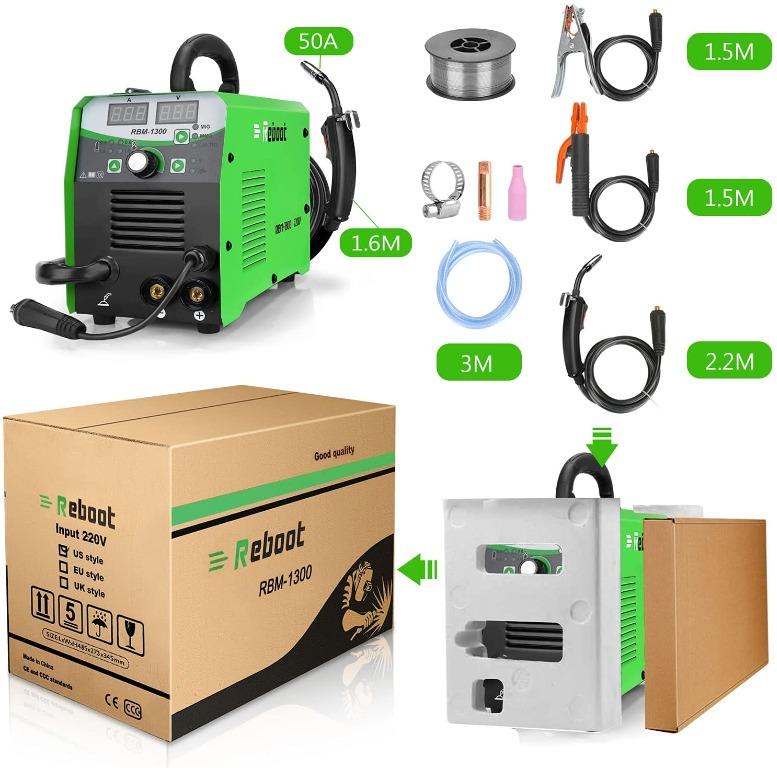 Reboot Mig Welder 4 in 1 Gas/Gasless IGBT Inverter Flux Core RBM-1300 Lift Tig MMA Mig Welding ...