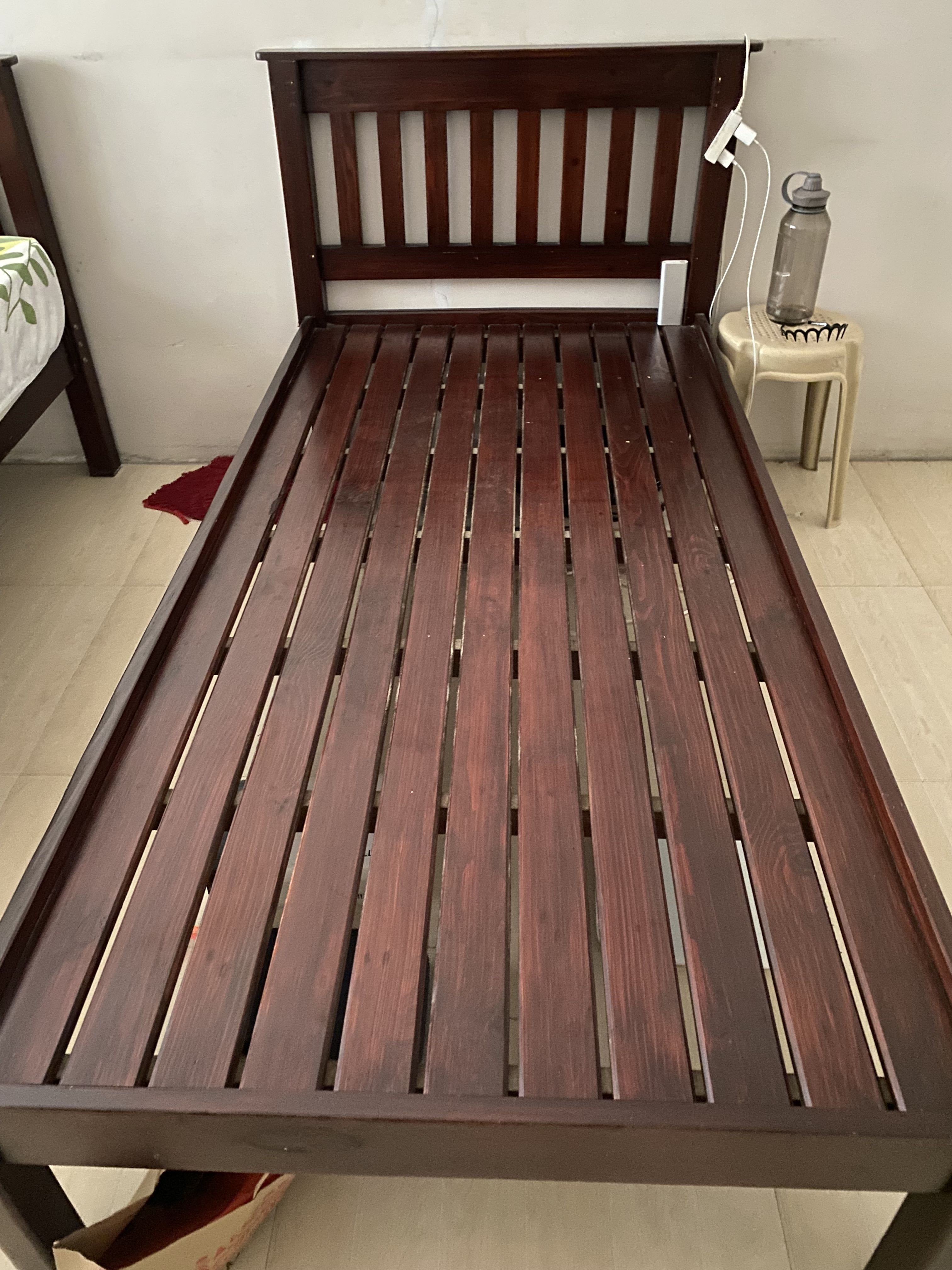 Single Wood Bed frame (thick), Furniture & Home Living, Furniture, Bed ...