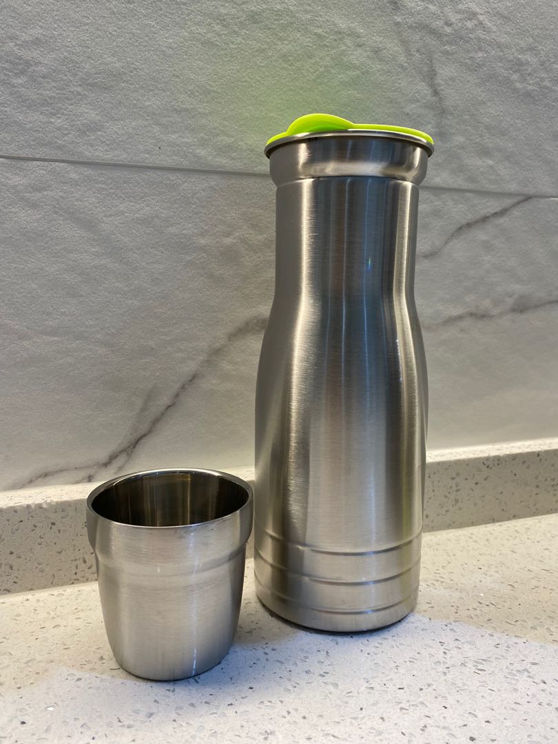 Stainless steel flask ($4.5) and cup ($1.5), Furniture & Home Living ...