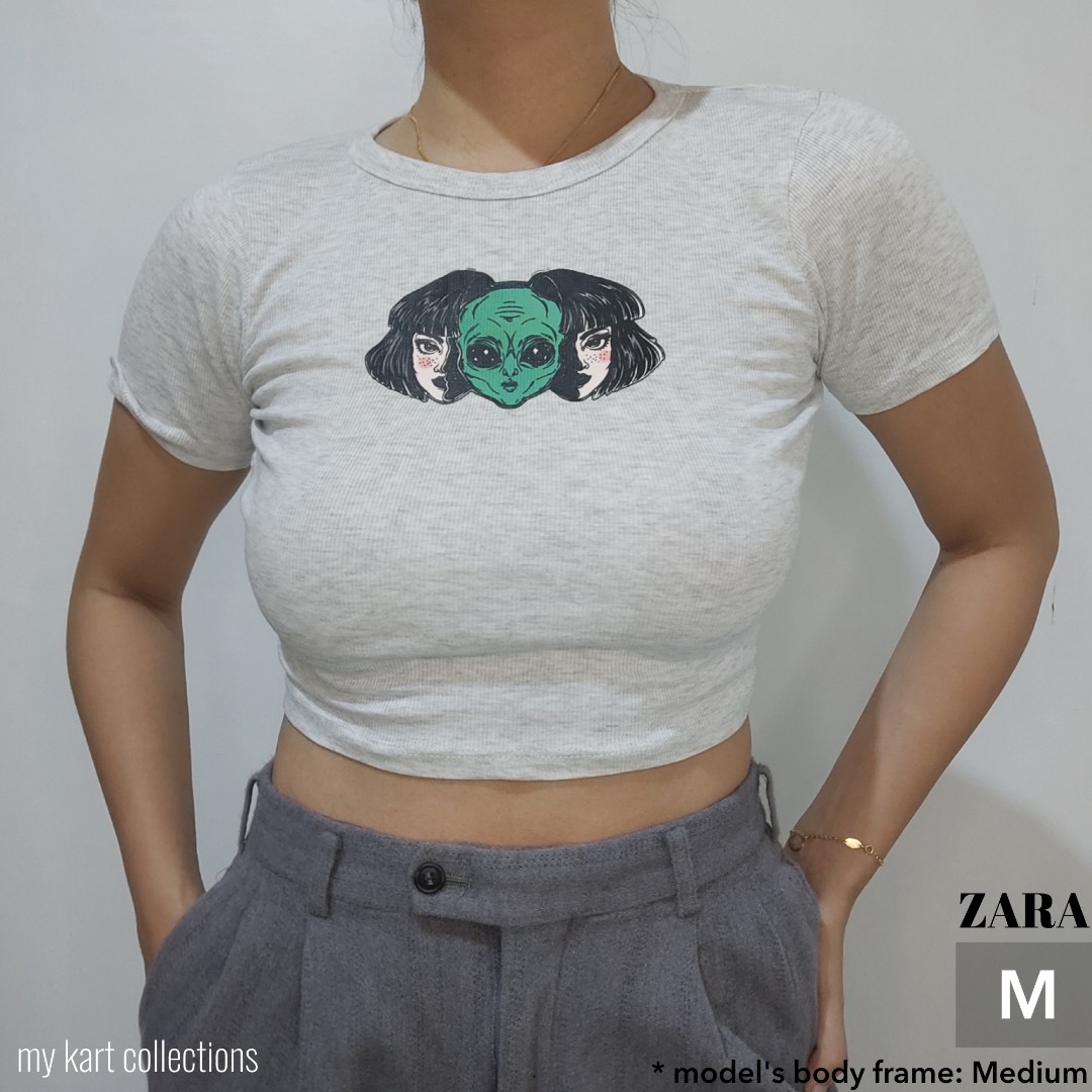 ZARA Alien Crop Top, Women's Fashion, Tops, Others Tops on Carousell