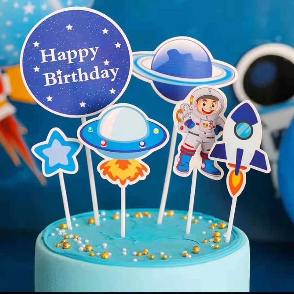 Astronaut Rocketship Spaceship Space Themed Cake Topper, Hobbies & Toys ...