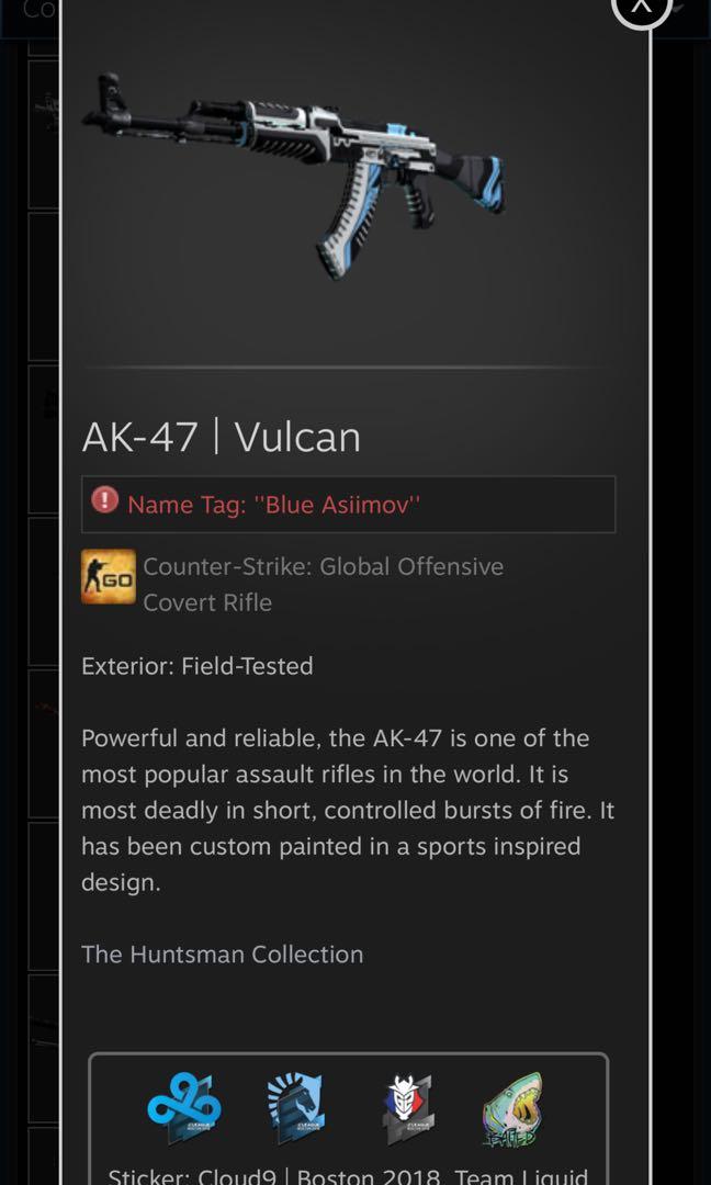 CSGO AK-47 Vulcan Field-Tested, Video Gaming, Gaming Accessories, Game ...